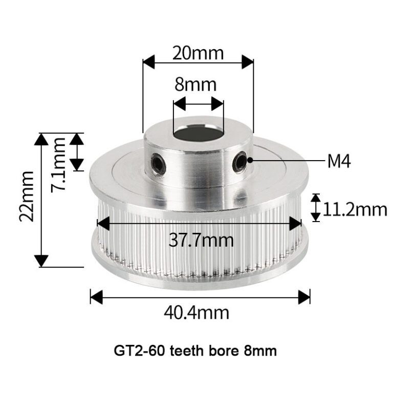 60 Teeth 2GT Timing Pulley With Bore 5mm 8mm - 3VBELT